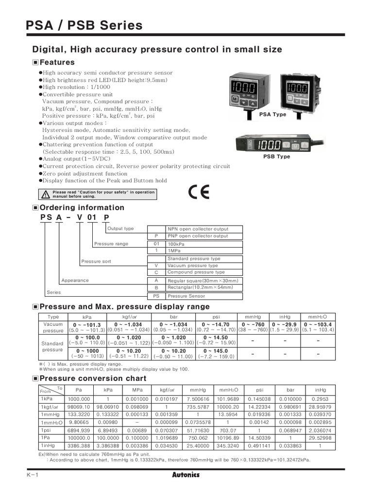 (Sensor de Presion) Serie PSA | PDF