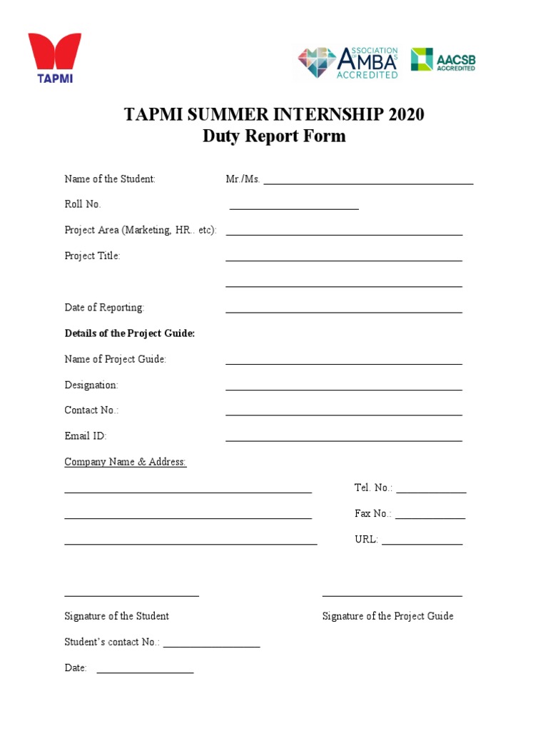 Duty Report Form Template-2020 | PDF