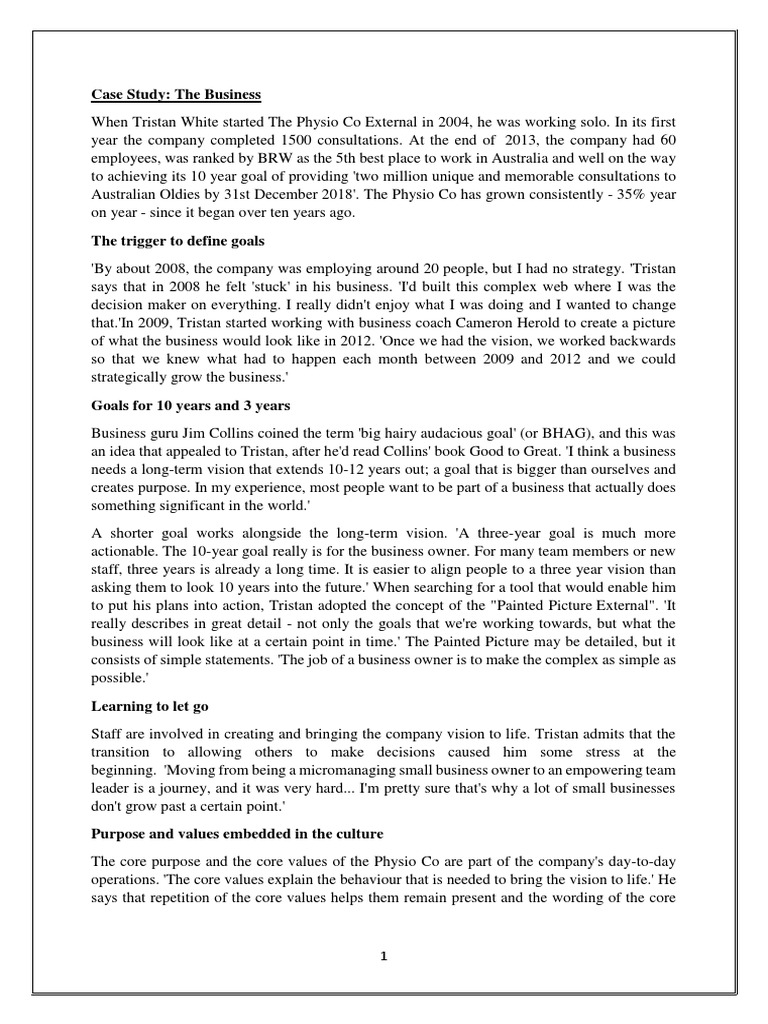 Case Study Sample | PDF | Goal | Employee Retention