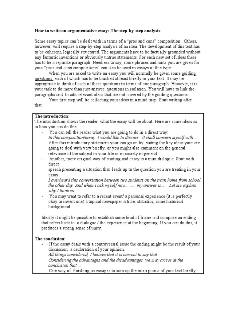Step-by-Step Guide to Argumentative Essays | PDF | Essays | Paragraph