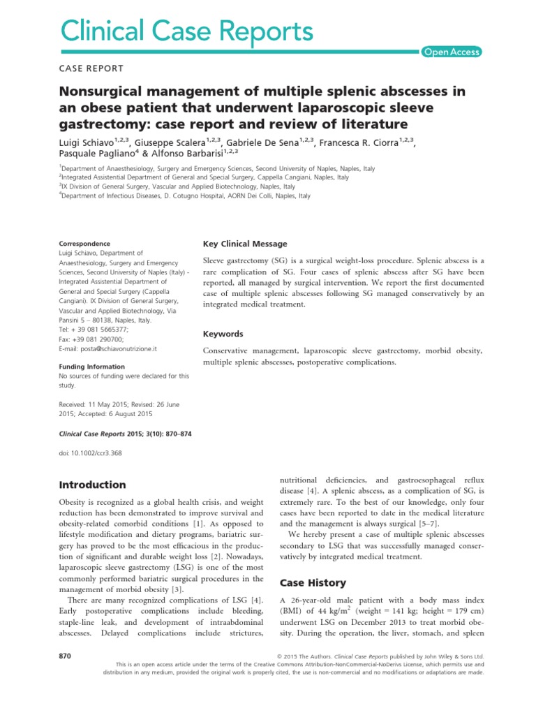 Schiavo Et Al-2015-Clinical Case Reports | PDF | Bariatric Surgery ...