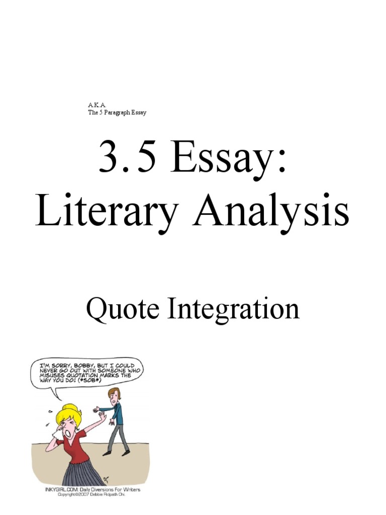 5 Essay: Literary Analysis: Quote Integration | PDF | Writing
