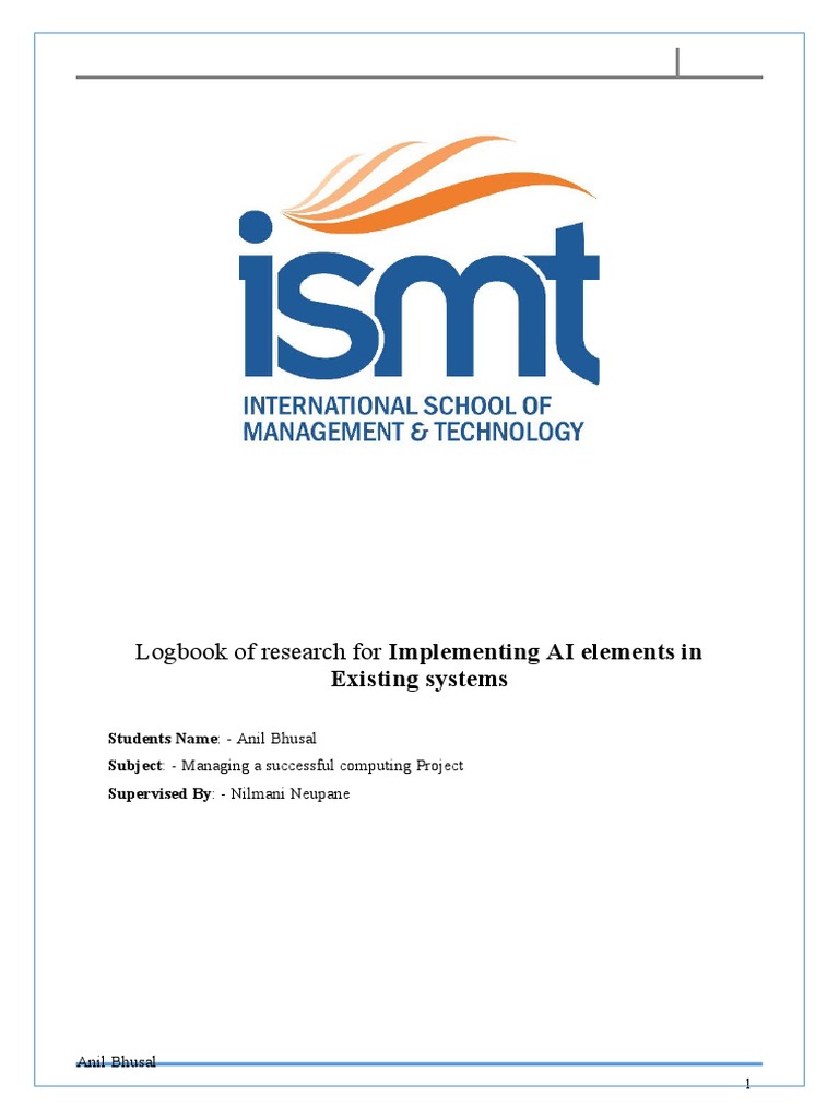 Logbook of Research For Implementing AI Elements In: Existing Systems | PDF