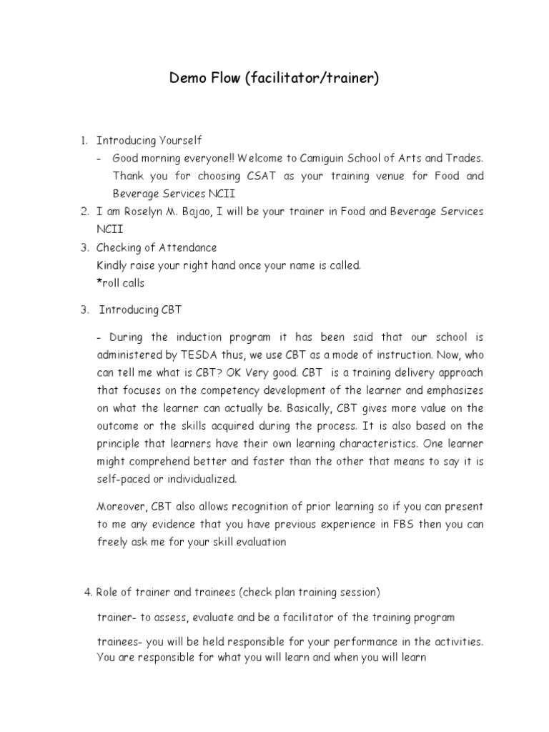 Demo Flow (Facilitator/trainer) | PDF | Educational Technology | Learning
