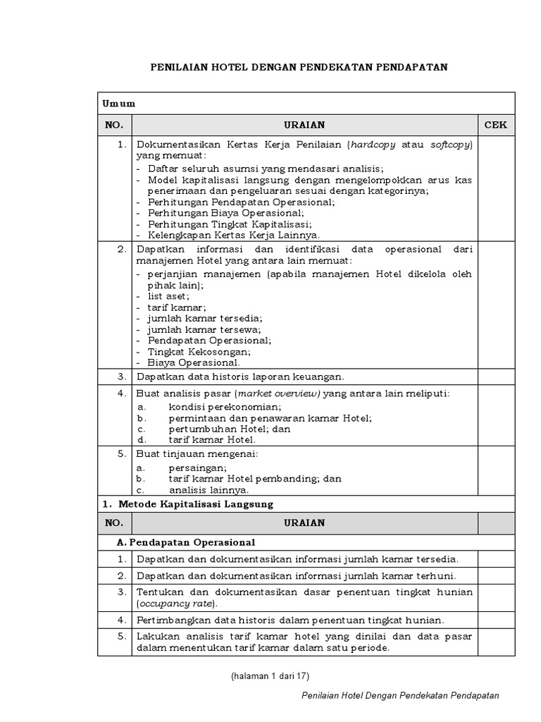 PPL-Panduan Penilaian Hotel | PDF