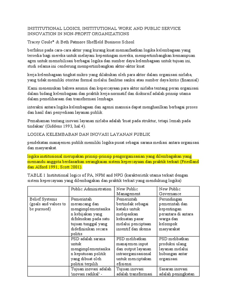 Institutional Logics | PDF