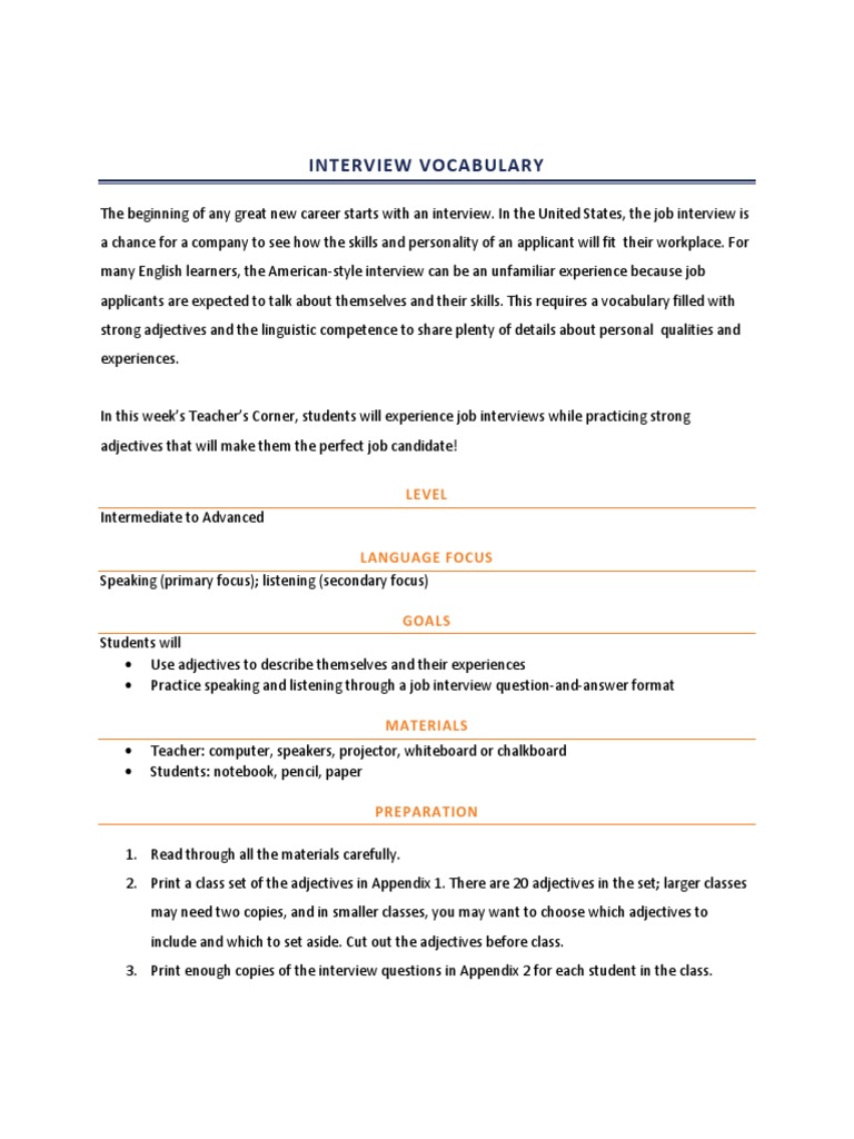 07 July Teachers Corner Career Vocabulary Week 2 Final 1 | PDF | Job ...