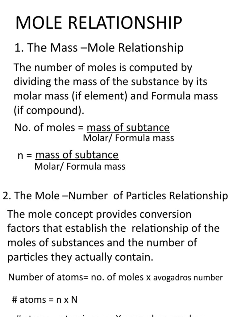 The Mass - Mole Relationship | PDF