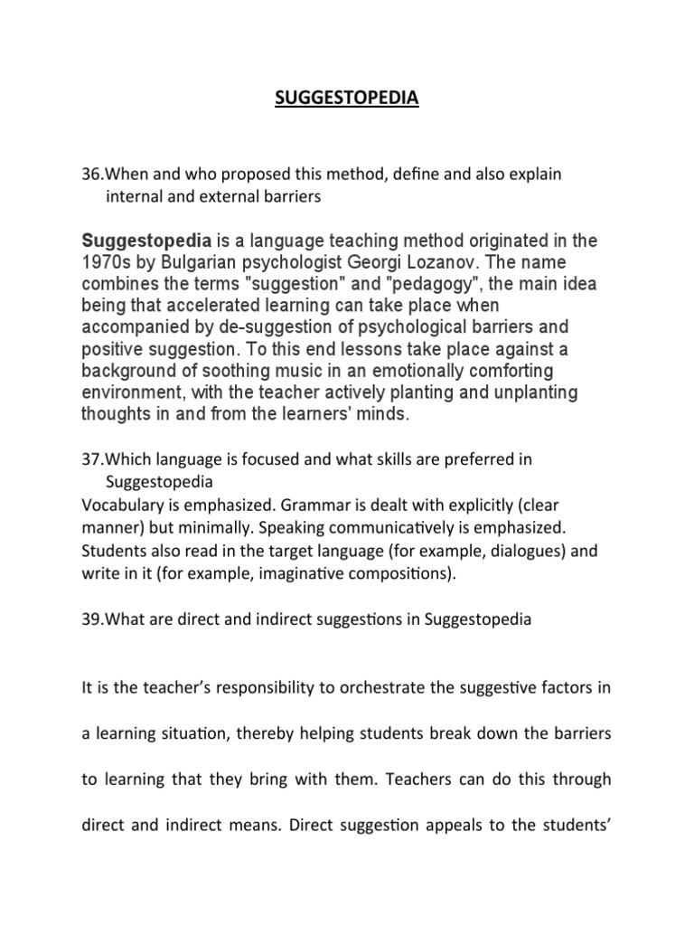 Suggestopedia: Suggestopedia Is A Language Teaching Method Originated ...