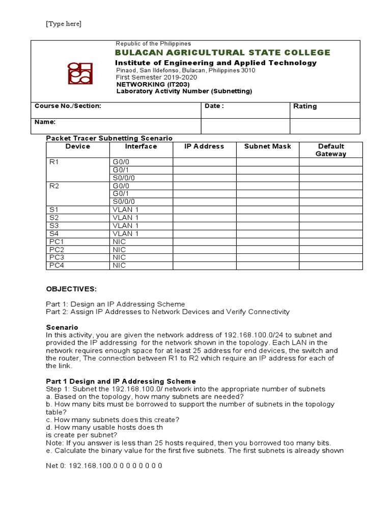 Subnetting Scenario: Designing an IP Addressing Scheme for a Network ...