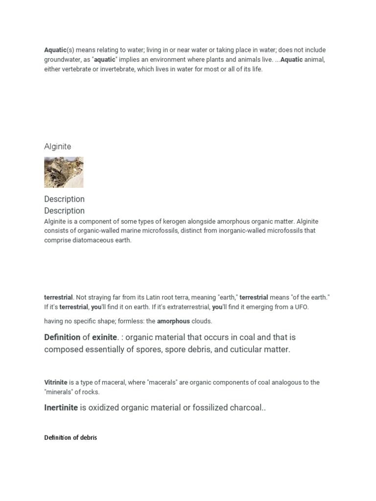 Alginite: Description Description | PDF