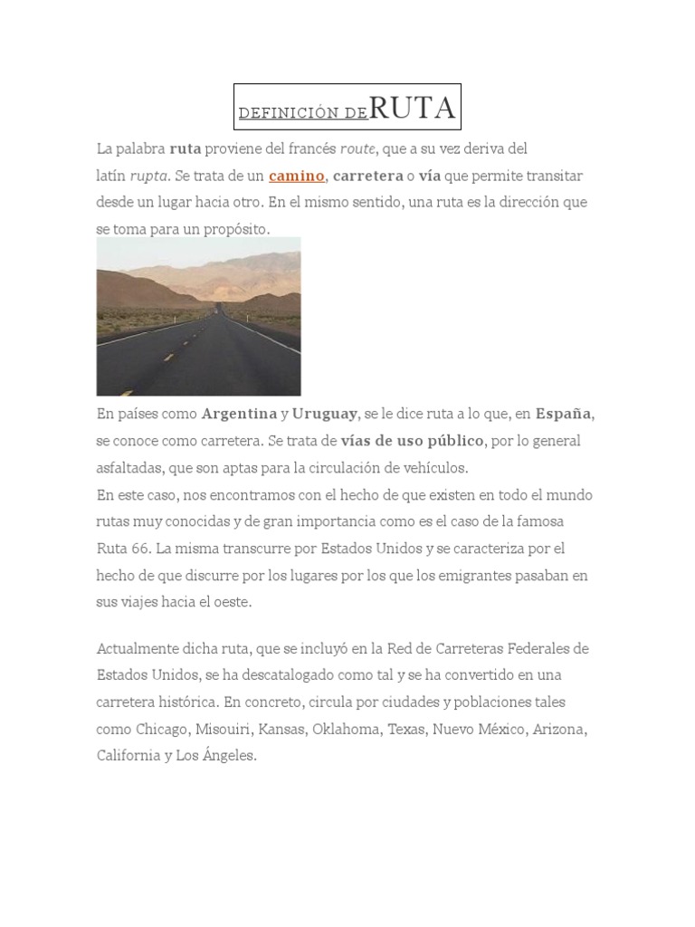 Definición y ejemplos de la palabra ruta | PDF
