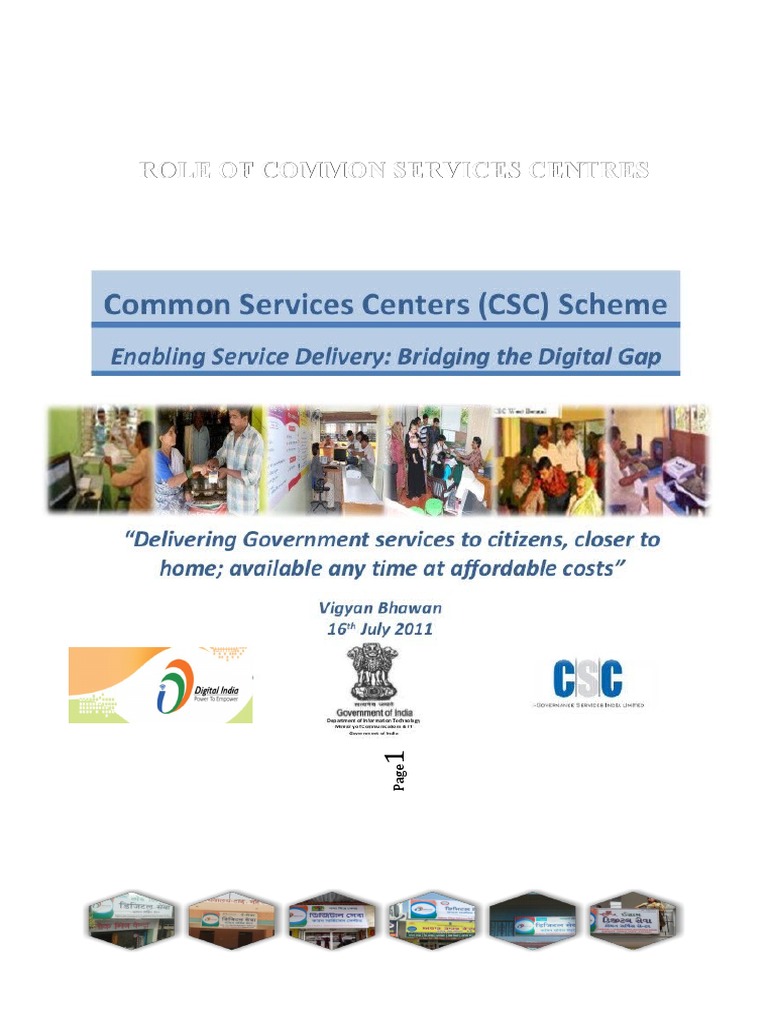 Role of Common Services Centres | PDF | Financial Inclusion | Economies