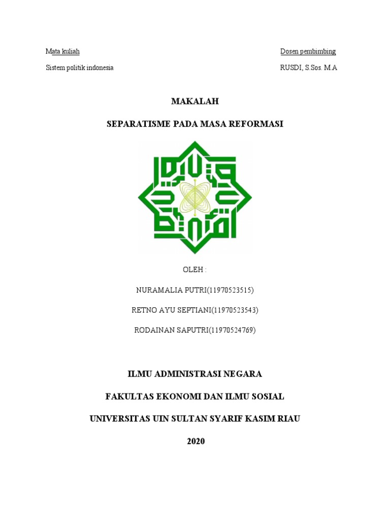 Kel 11 (Separatisme Di Era Reformasi) | PDF | Politik | Ilmu Sosial