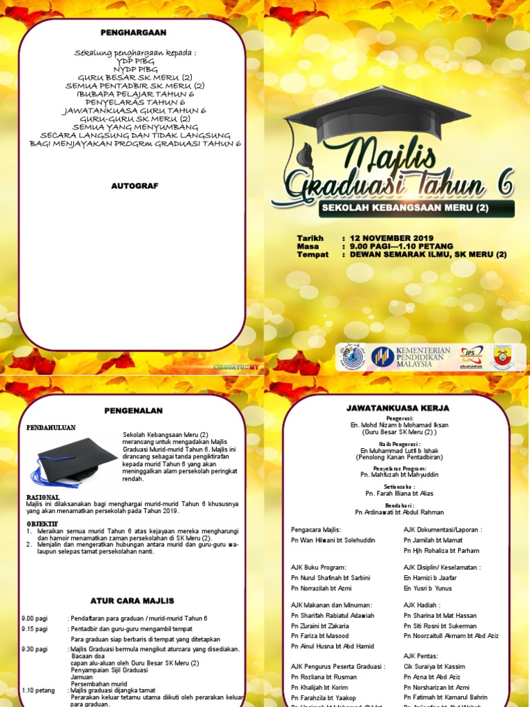 Buku Aturcara Hari Graduasi Tahun 6 PDF | PDF