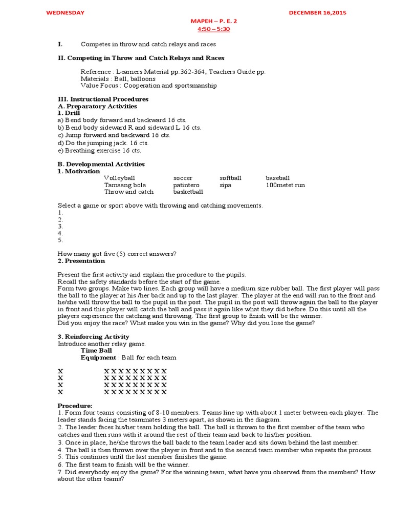 3.7 Competes in Throw and Catch Relays and Races | PDF | Sports ...