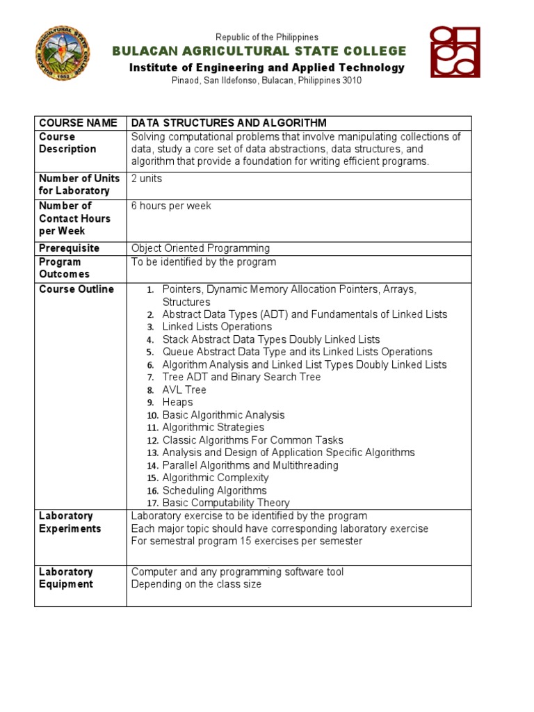 Course Outline Data Structure | PDF