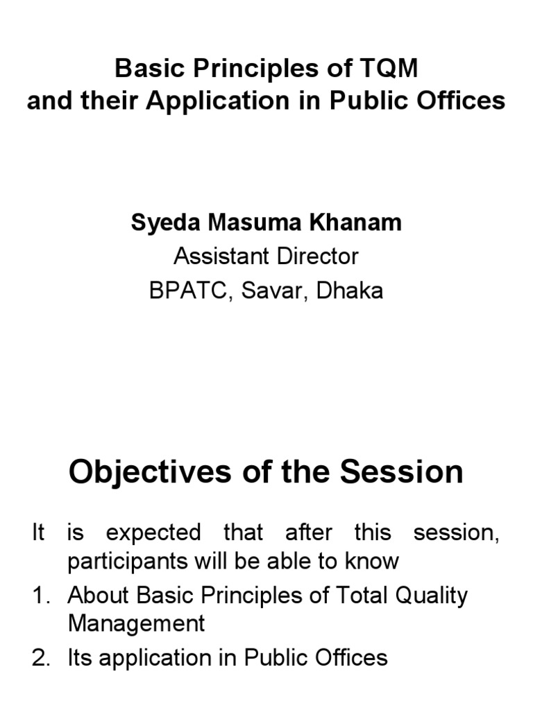 Basic Principles of TQM | PDF