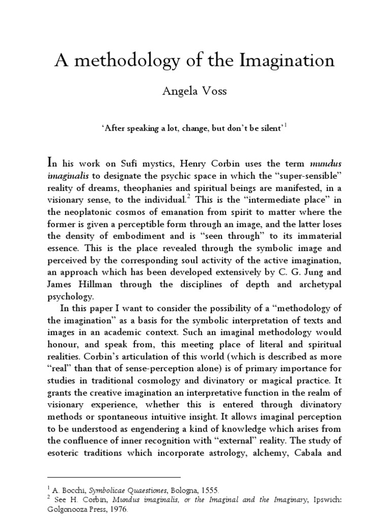 A Methodology of The Imagination - Angela Voss | PDF | Western ...