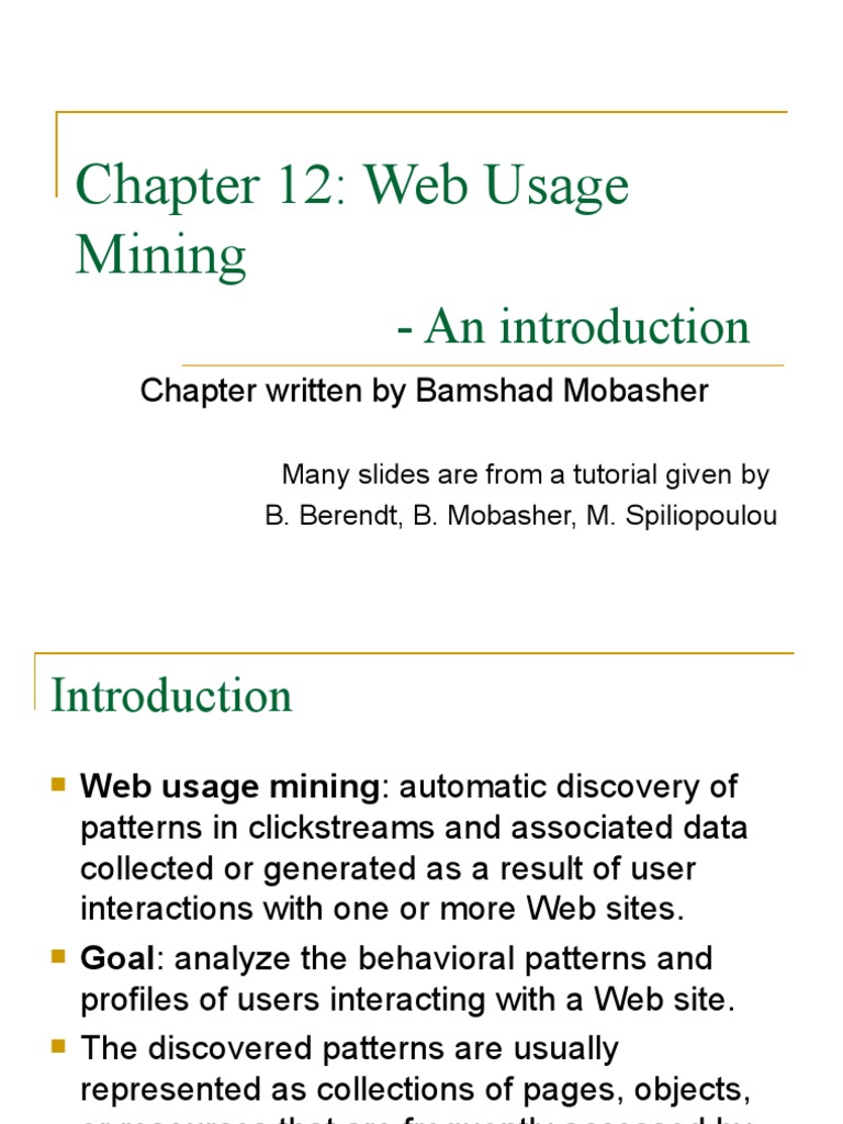 Chapter 12: Web Usage Mining: - An Introduction | PDF | World Wide Web | Orthography