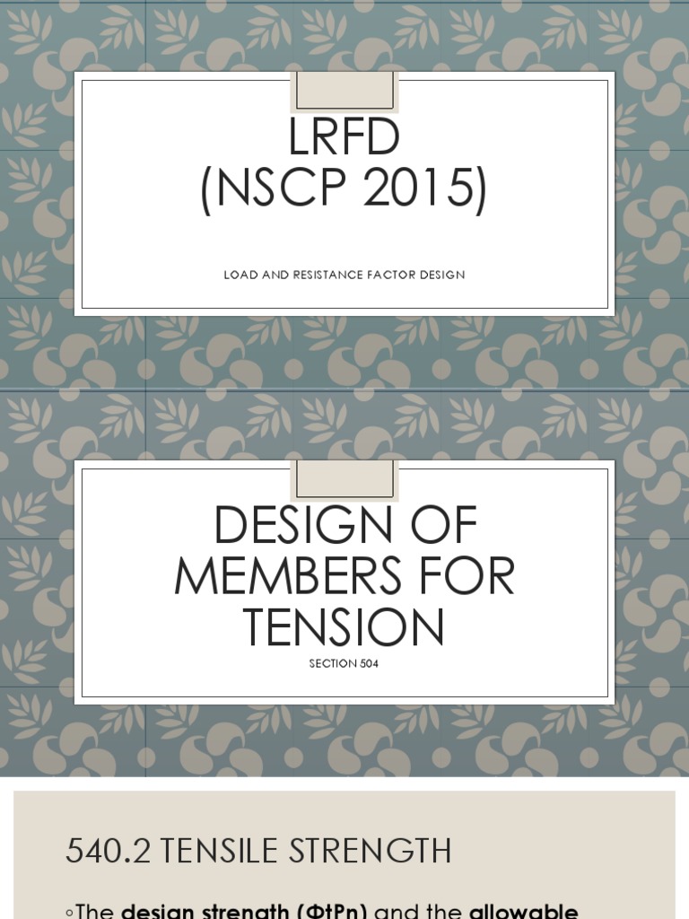 LRFD (NSCP 2015) : Load and Resistance Factor Design | PDF