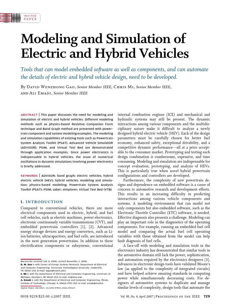 Modeling and Simulation of EV HEV PDF | Download Free PDF | Hybrid ...