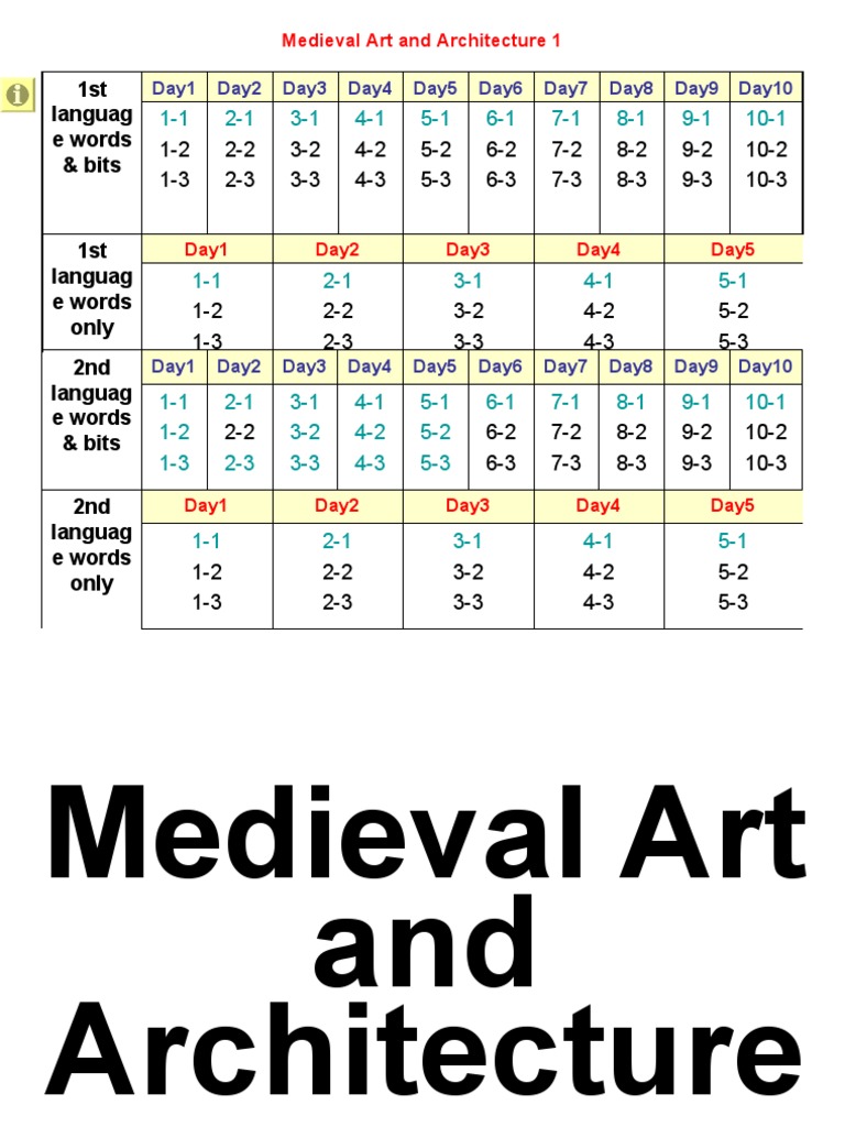1st Languag e Words & Bits: Day1 Day2 Day3 Day4 Day5 Day6 Day7 Day8 ...