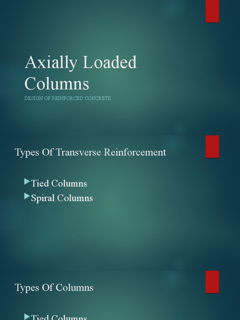 Axially Loaded Columns: Design of Reinforced Concrete | PDF