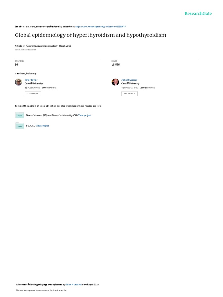 Global Epidemiology of Hyperthyroidism and Hypothyroidism: Nature ...