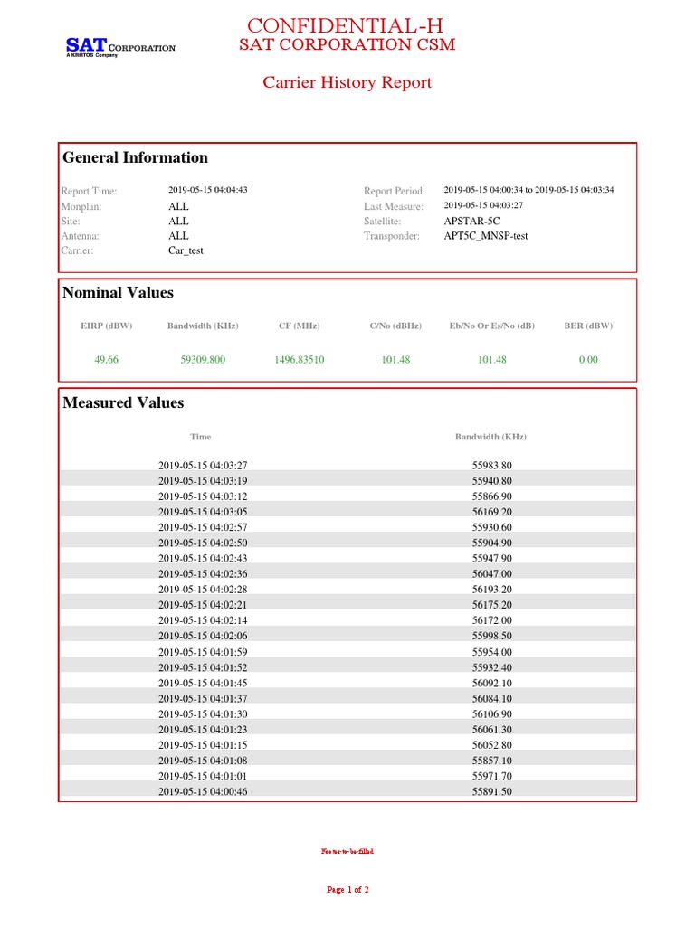 Sat Corporation CSM Carrier History Report: General Information | PDF ...