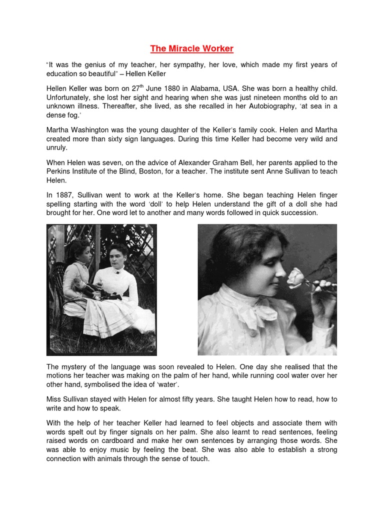 The Miracle Worker | PDF | Helen Keller | Communication