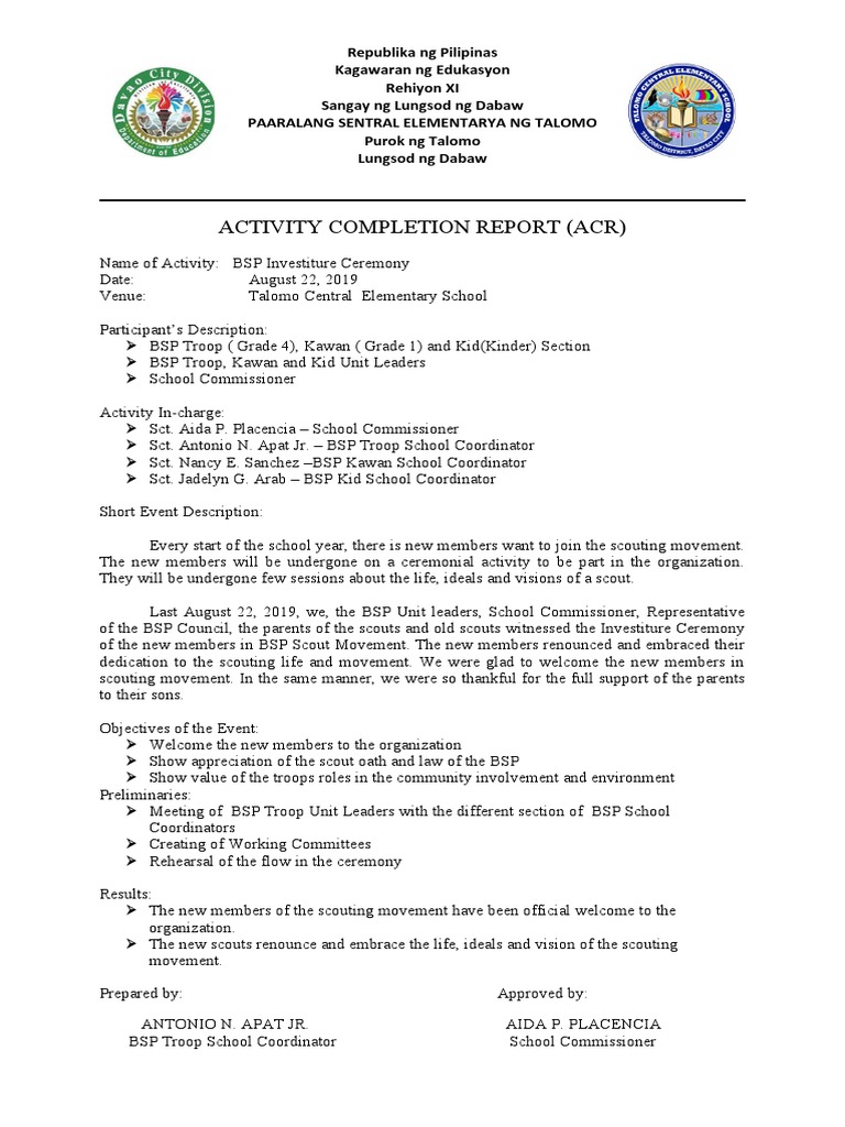 Activity Completion Report | PDF | Scouting | Philippines