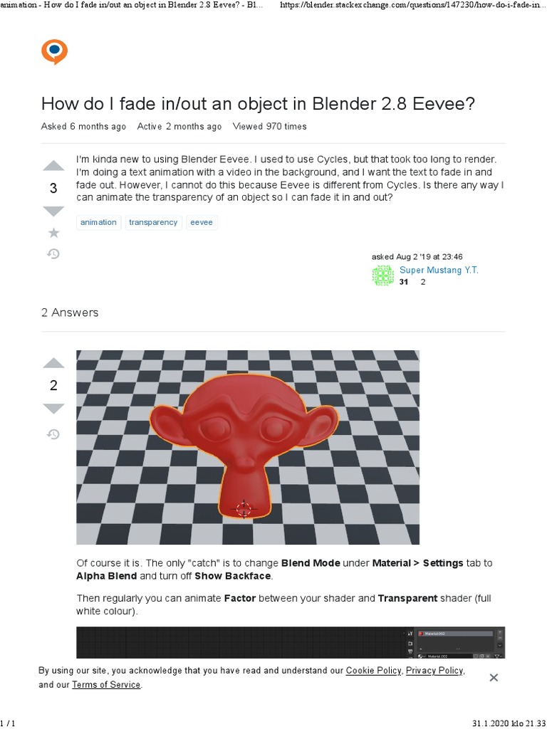 How Do I Fade In/out An Object in Blender 2.8 Eevee?: 2 Answers | PDF