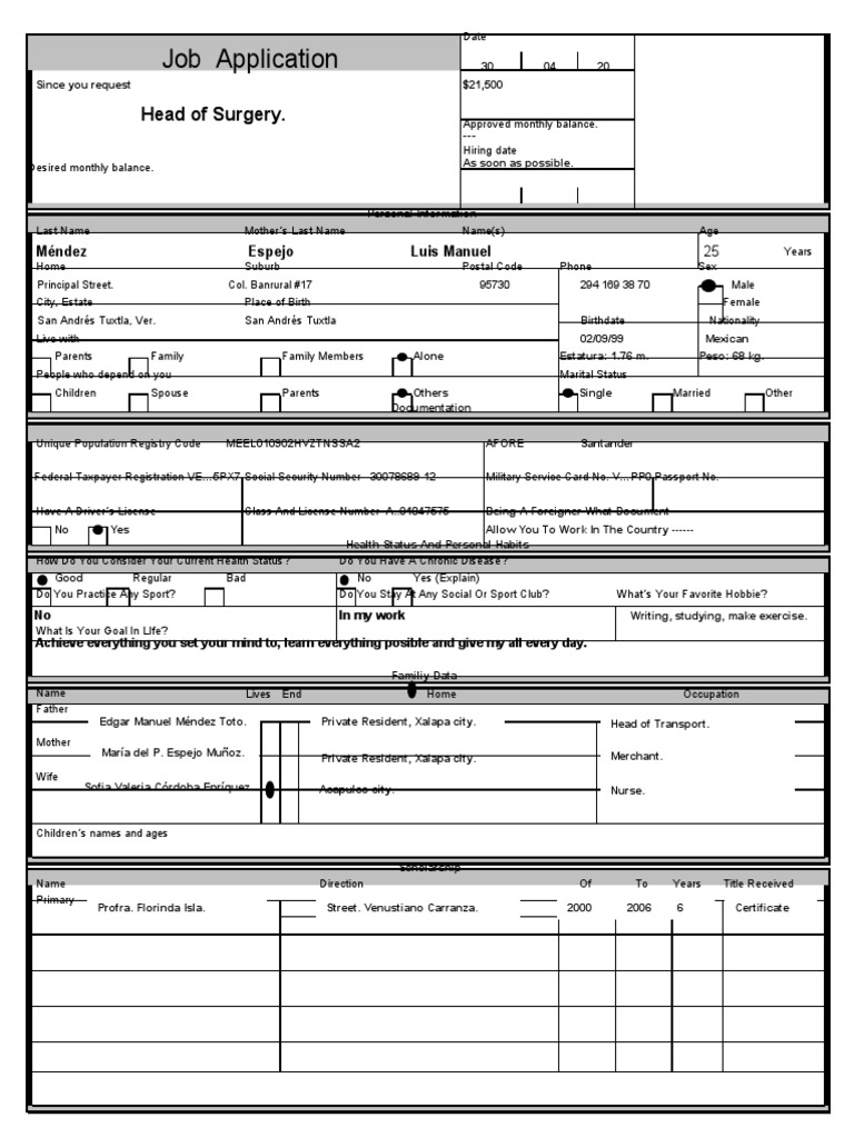 Job Application: Head of Surgery | PDF | Business