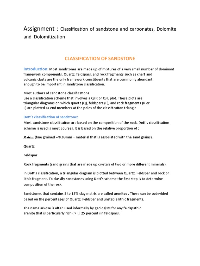 Sandstone and Dolomite Classification | PDF | Sandstone | Rocks