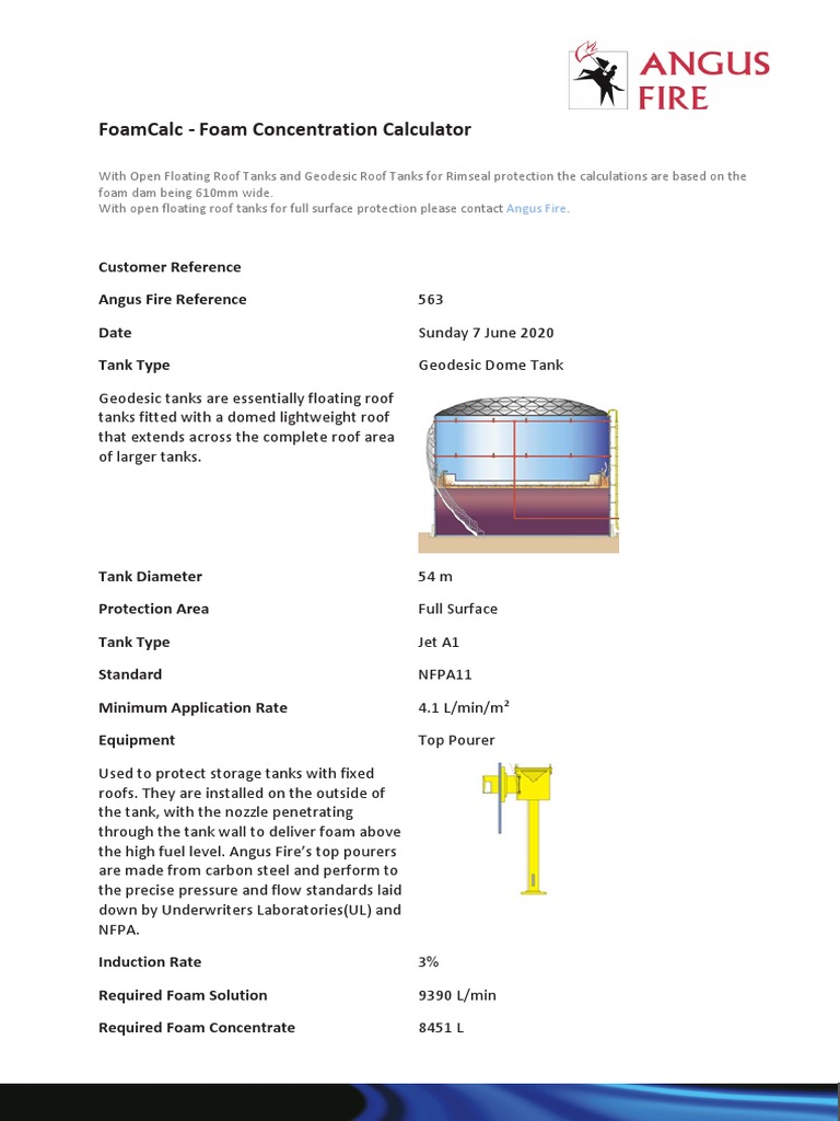 Foam Calculation | PDF | Roof | Tanks