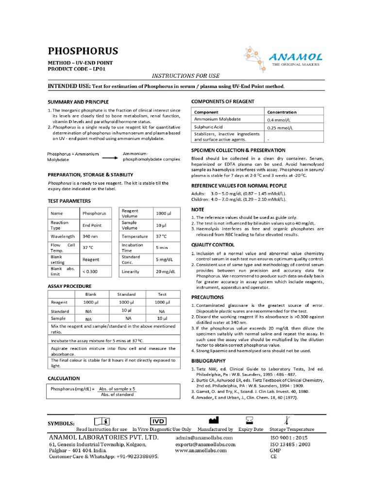 Phosphorus Pack Insert | PDF