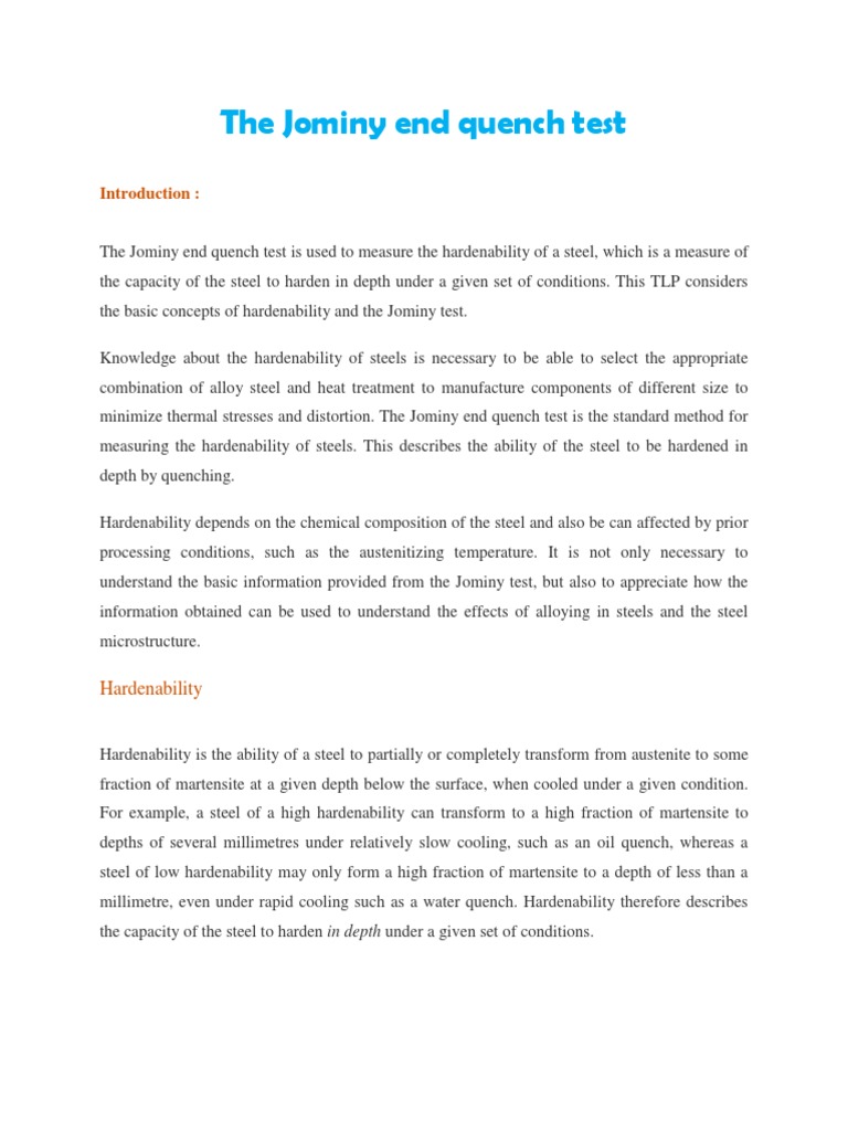 Jominy End Quench Test Overview | PDF