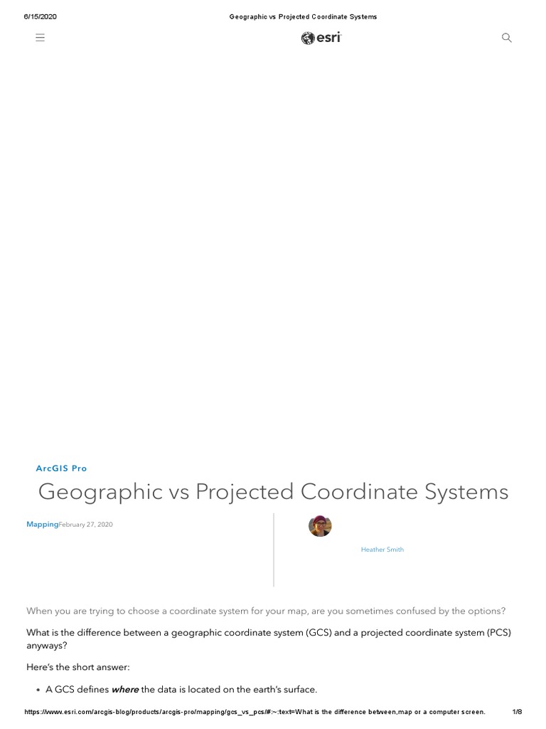 Geographic Vs Projected Coordinate Systems PDF | PDF | Latitude ...