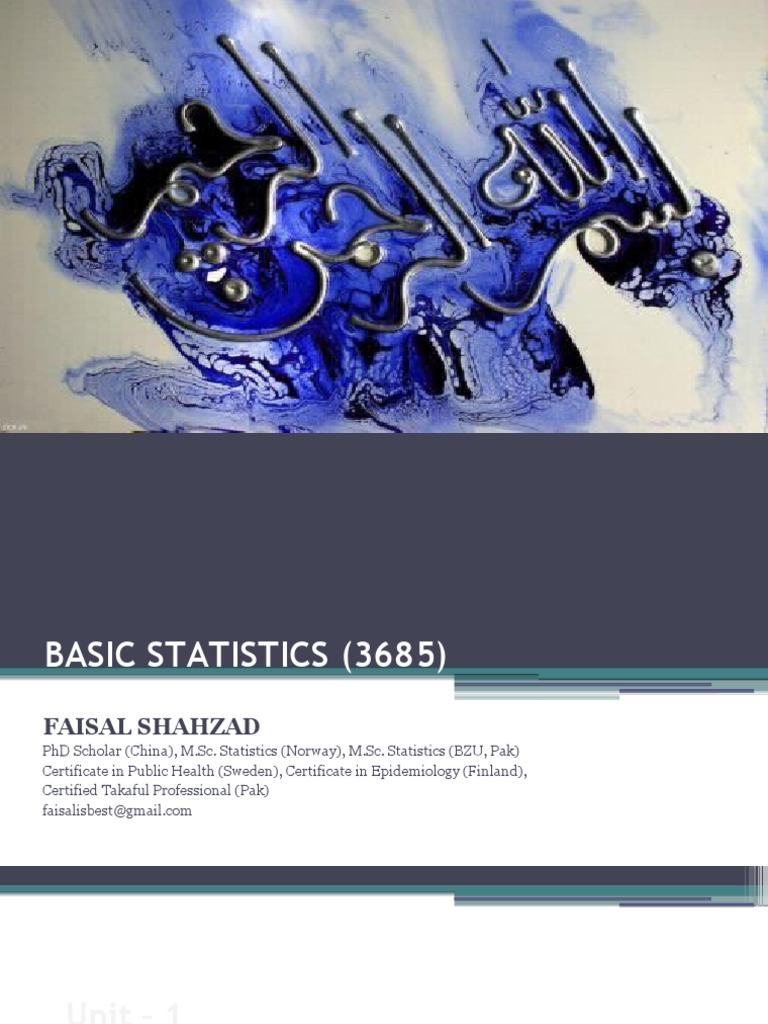 Basic Statistics (3685) PPT - Lecture On 20-01-2019 | PDF | Mode (Statistics) | Normal Distribution