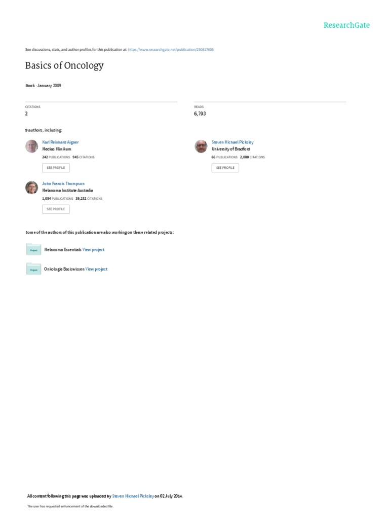 Basics Of Oncology January 2009 Pdf Clinical Trial Medicine