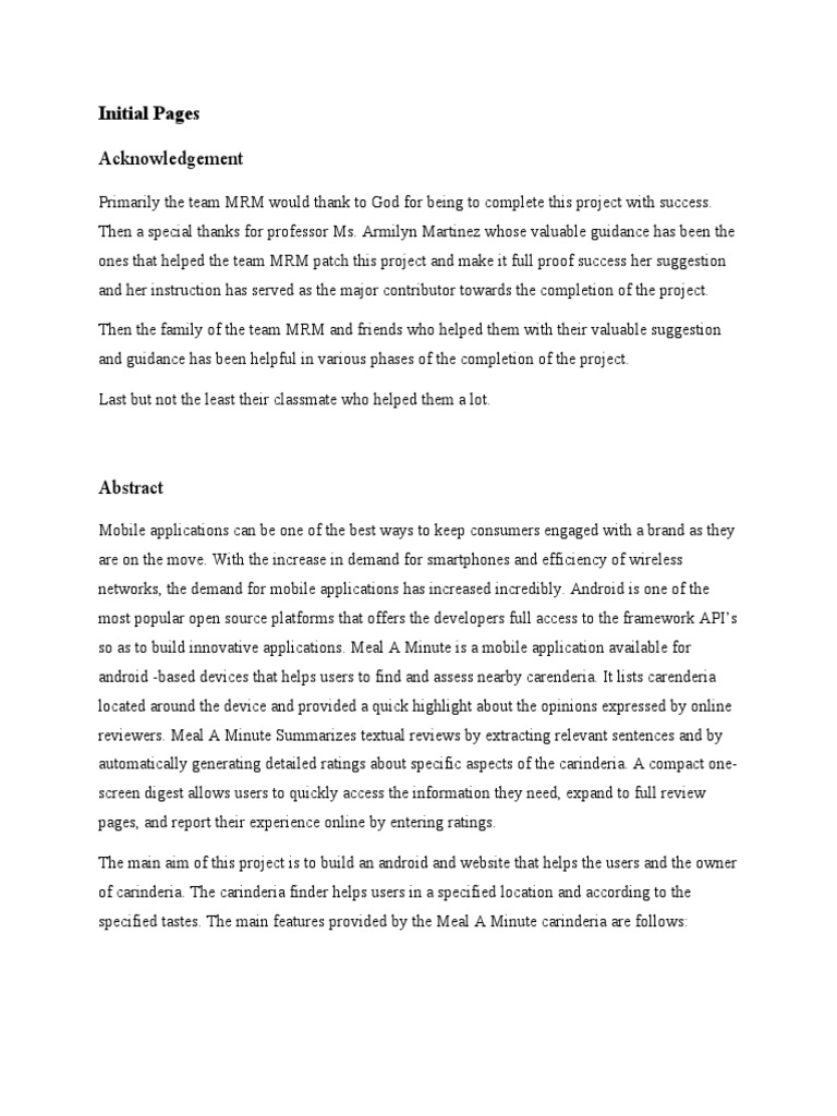 Chapter 1 Acknowledgement Abstract | PDF | Android (Operating System ...