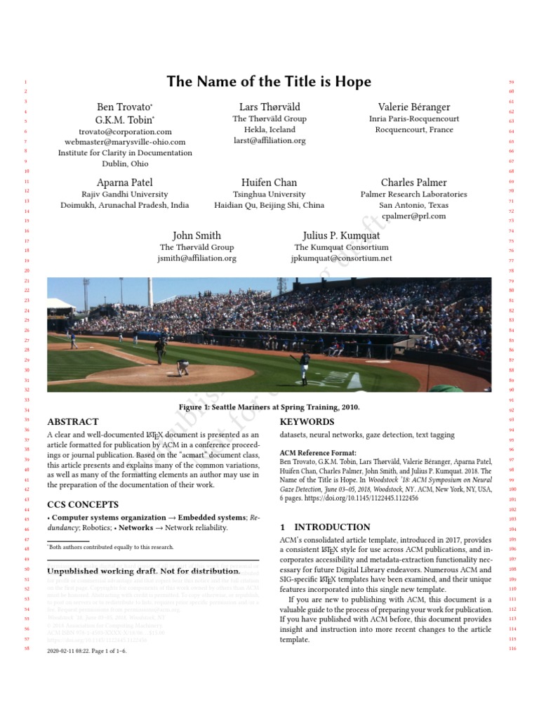 ACM Journal Format | Download Free PDF | Association For Computing ...