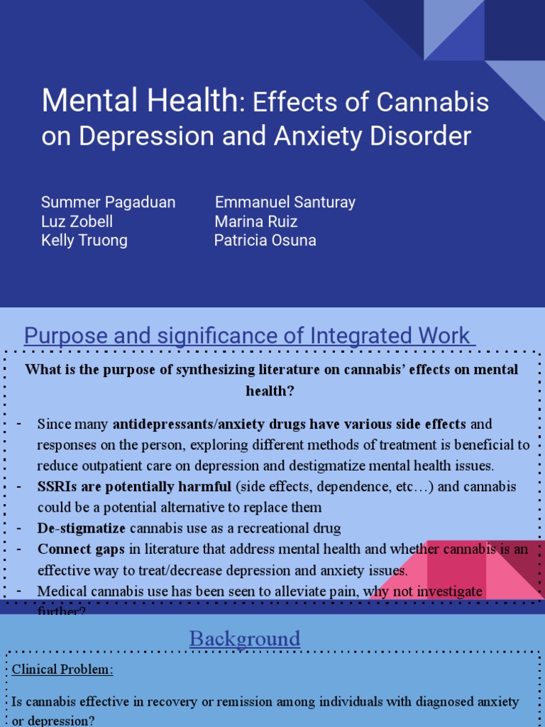 Cannabis Impact on Depression & Anxiety | PDF | Cannabis (Drug) | Major ...