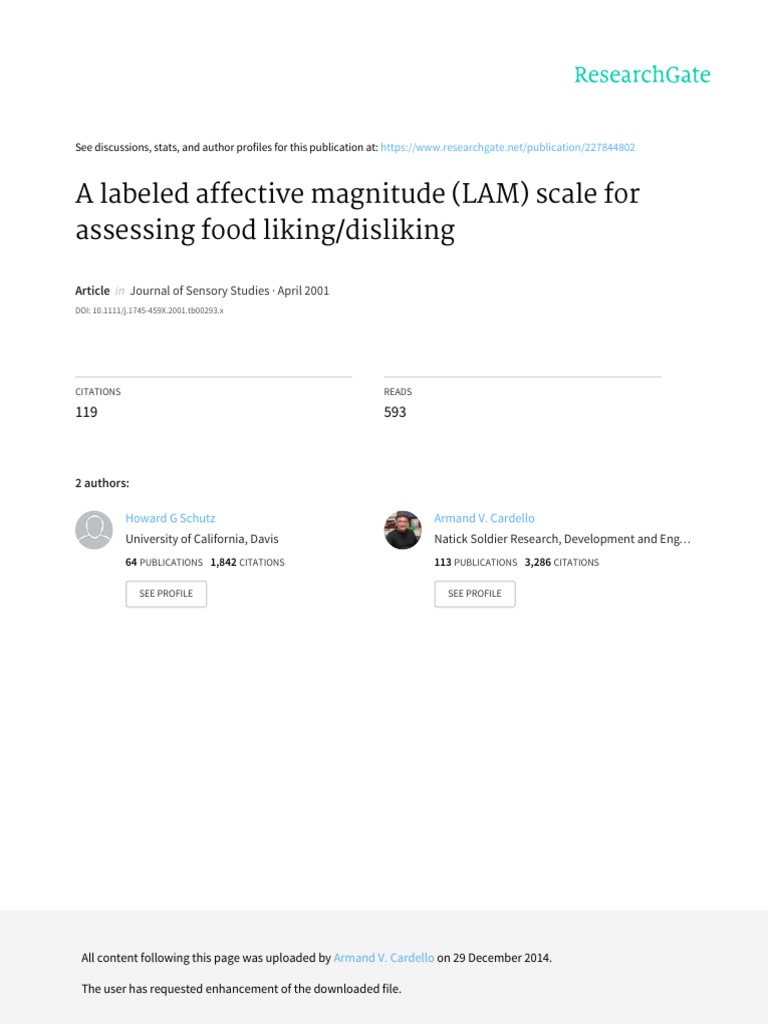 A Labeled Affective Magnitude Lam Scale | PDF