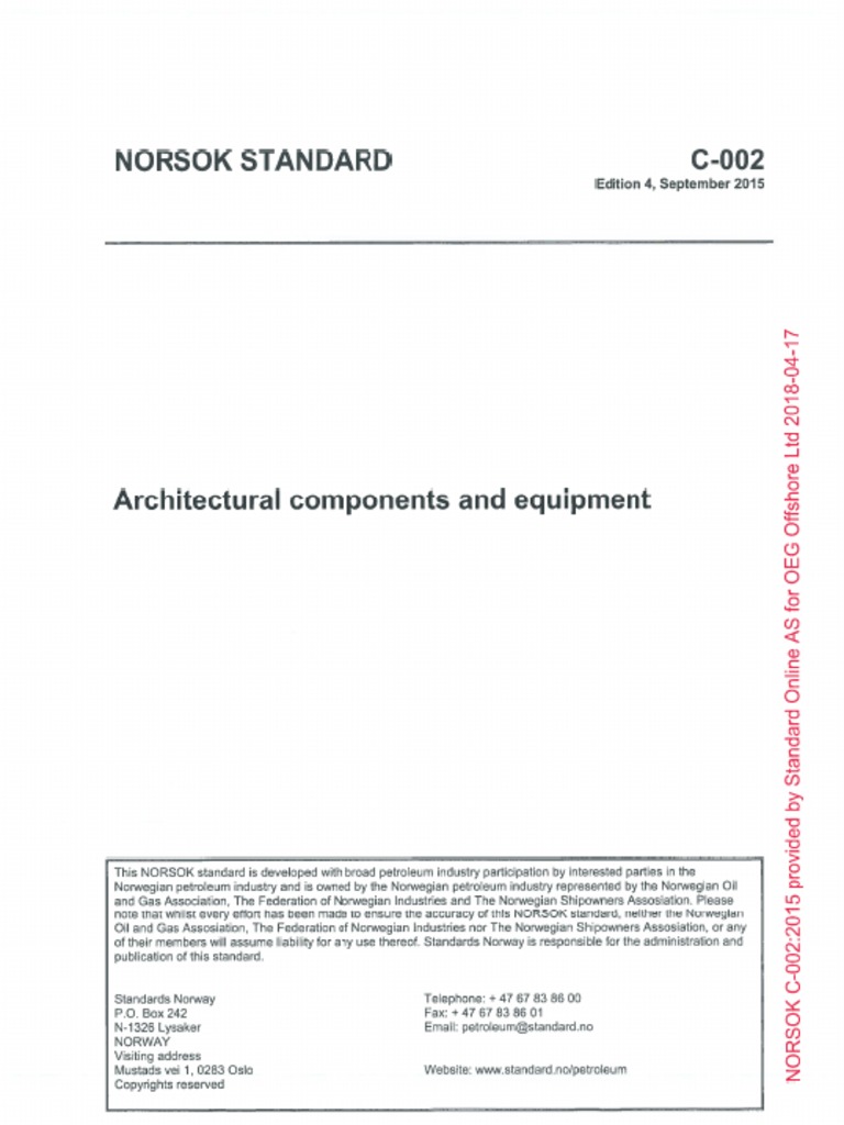 NORSOK C-002 Edition 4 PDF | PDF