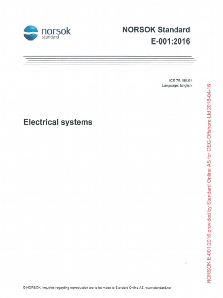 NORSOK E-001 Edition 6 PDF | PDF