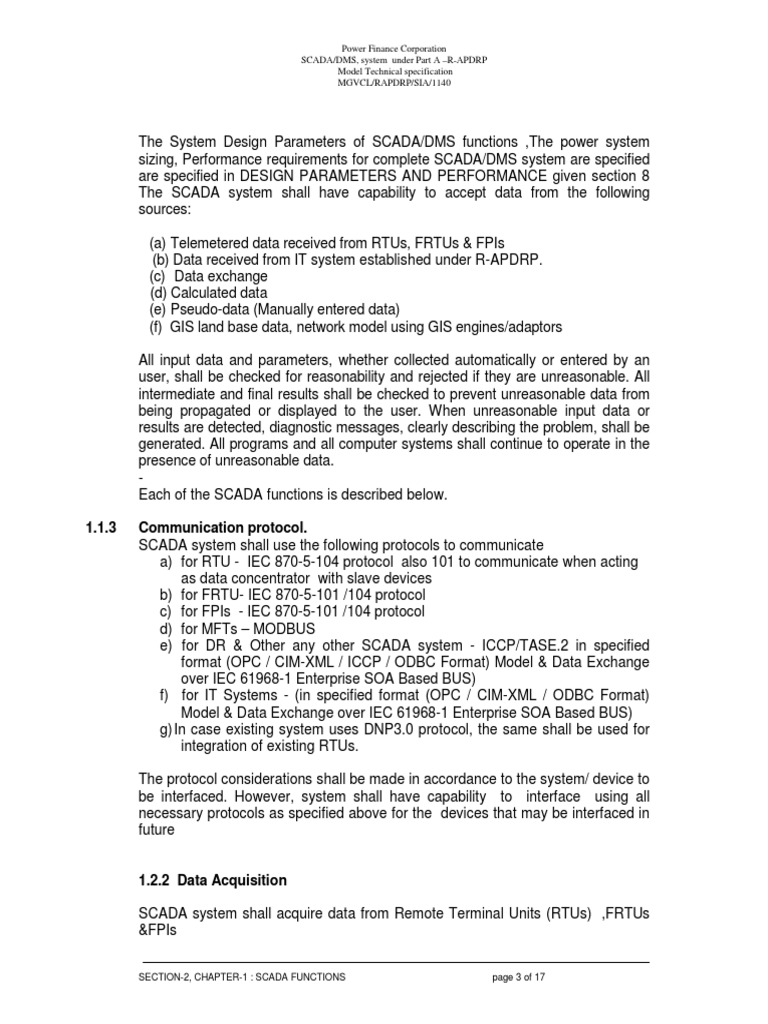 SCADA Design Specifications Overview | PDF | Scada | Information And ...