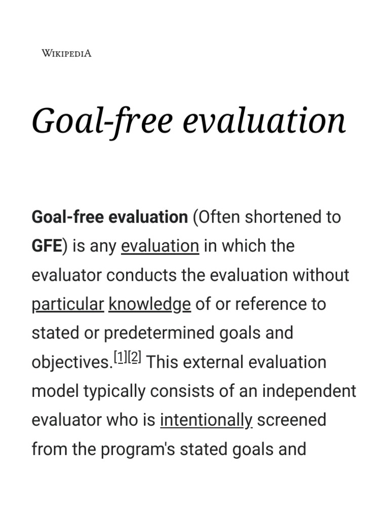 Understanding Goal-Free Evaluation | PDF | Methodology | Evaluation Methods