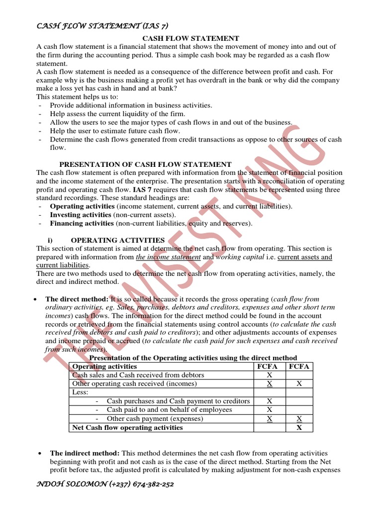 Cash Flow Statement Notes | Download Free PDF | Cash Flow Statement ...